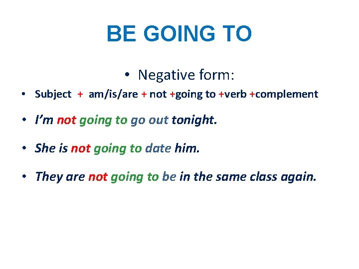 Teacher David presents BE GOING TO A SIMPLIFIED