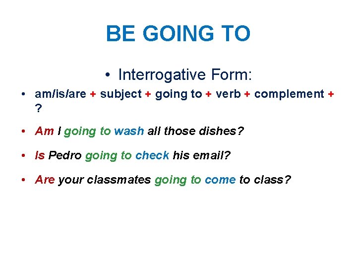 Teacher David presents BE GOING TO A SIMPLIFIED