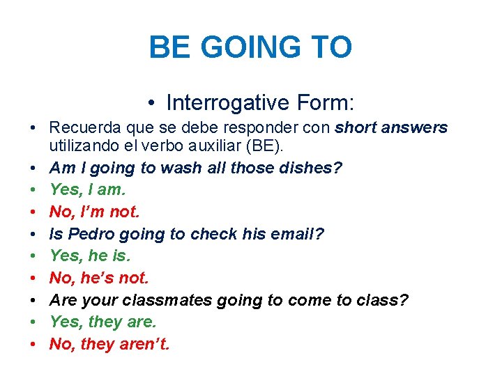 Teacher David presents BE GOING TO A SIMPLIFIED