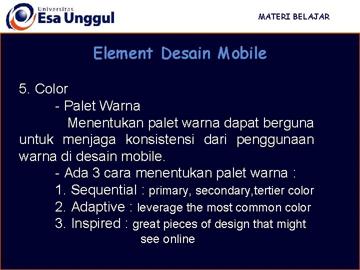 MATERI BELAJAR Element Desain Mobile 5 Color Hambatan