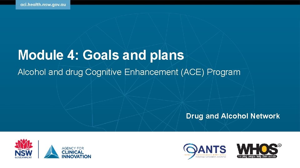 Module 4 Goals and plans Alcohol and drug