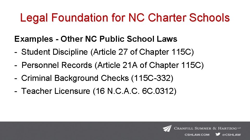 LESSONS LEARNED FROM A CHARTER SCHOOL BOARD ATTORNEY