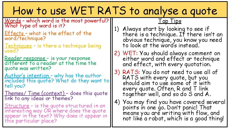 How to use WET RATS to analyse a