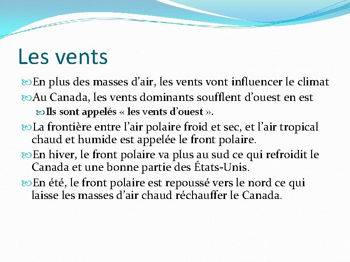 TEMPS ET CLIMAT Les composantes du climat Unit