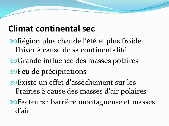 TEMPS ET CLIMAT Les composantes du climat Unit