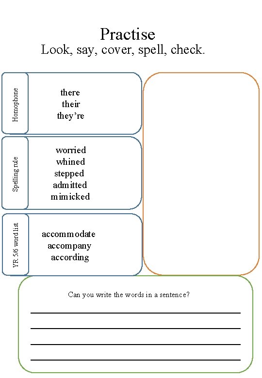 UJ Autumn 1 spelling book 201920 Name Team