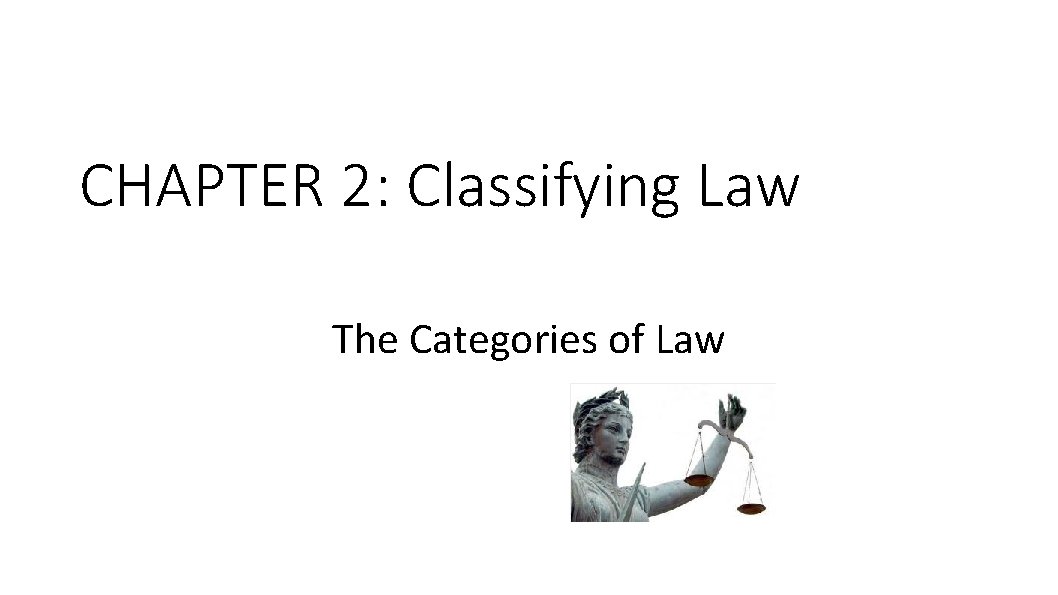 CHAPTER 2 Classifying Law The Categories of Law