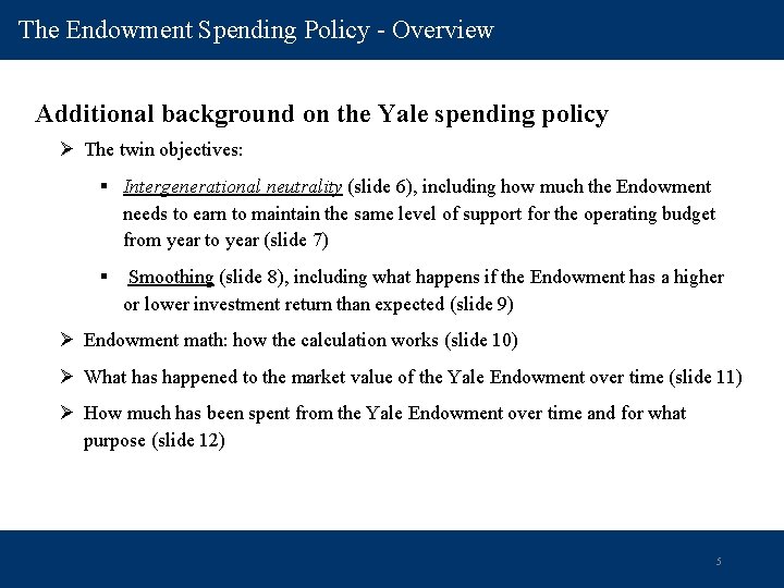 Introduction to the Endowment Spending Policy September 2020