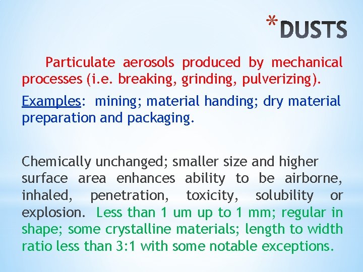 INDUSTRIAL HYGIENE SAMPLING AND SIZING OF AIRBORNE PARTICLES