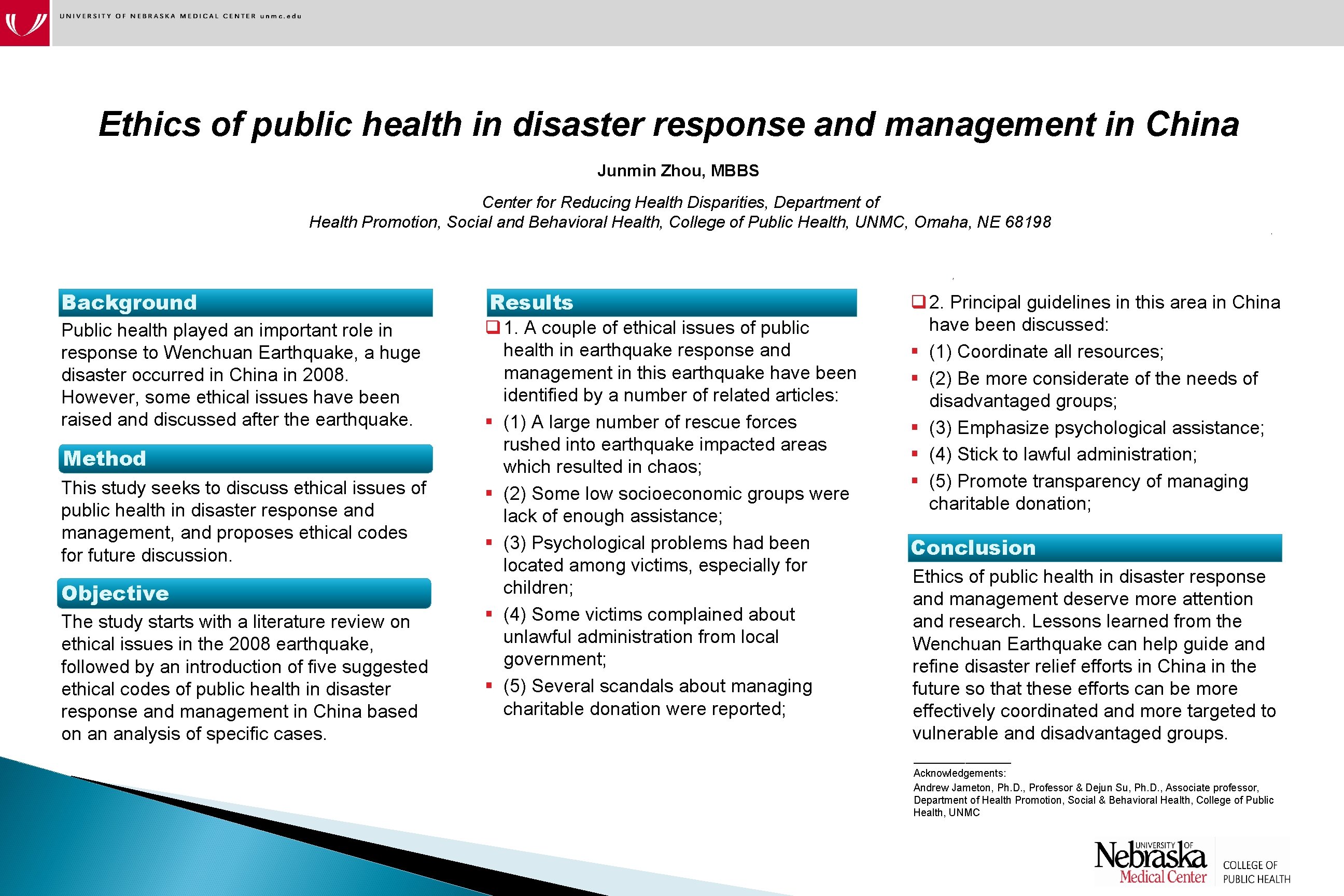 Ethics of public health in disaster response and