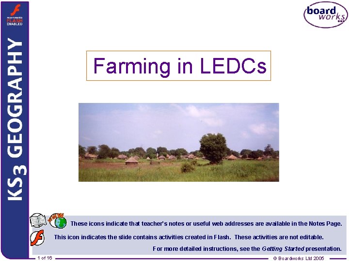 Farming in LEDCs These icons indicate that teachers