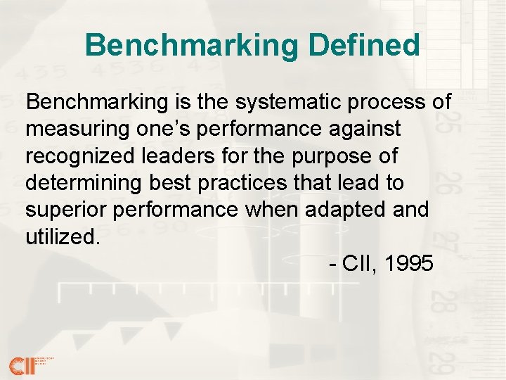 Benchmarking the Engineering Construction Industry 32 nd National