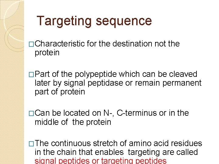 Protein Targeting VBC609 Protein targeting Protein targeting or