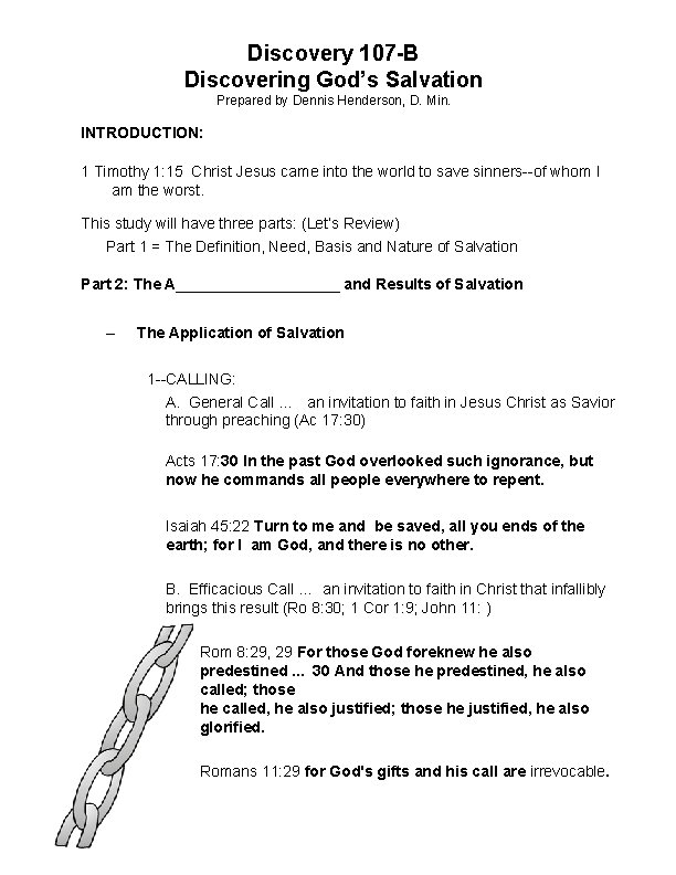 Discovery 107 B Discovering Gods Salvation Prepared by