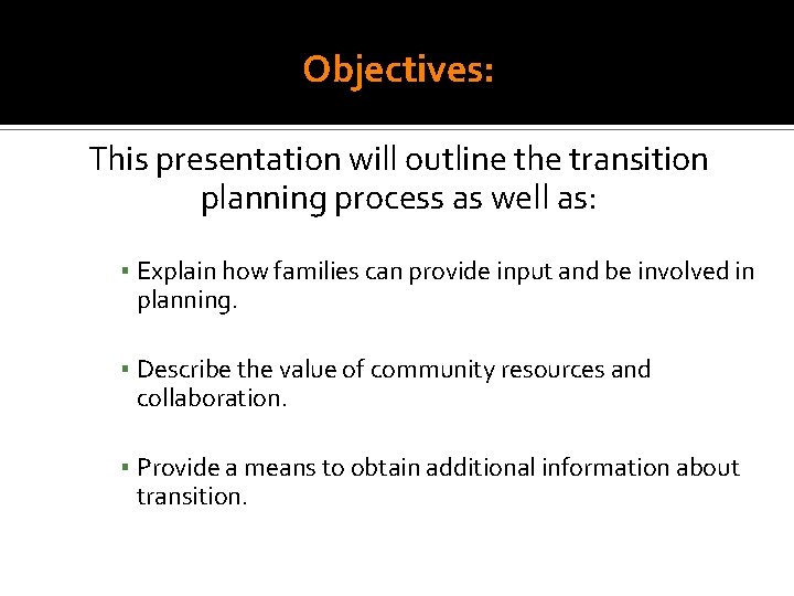 Understanding the Secondary Transition Planning Process Mindy Miller