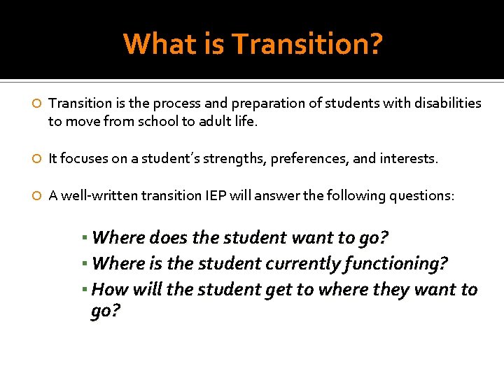 Understanding the Secondary Transition Planning Process Mindy Miller