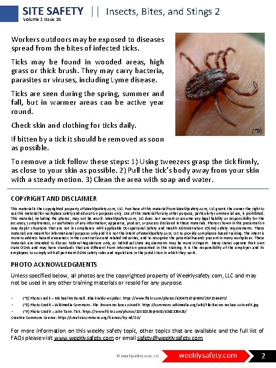 SITE SAFETY Insects Bites and Stings 2 Volume