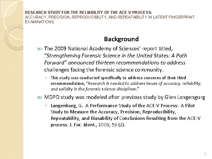 RESEARCH STUDY FOR THE RELIABILITY OF THE ACEV