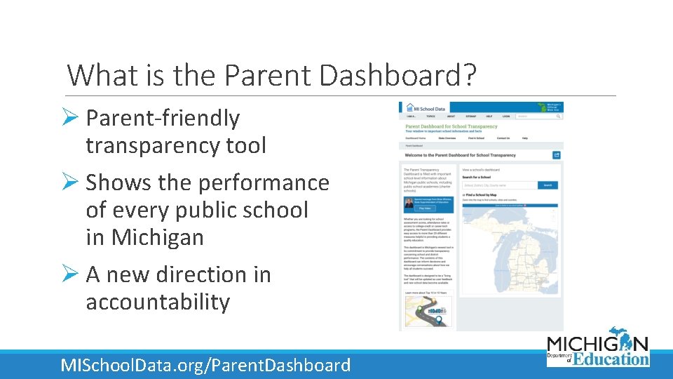 Michigans New Parent Dashboard for School Transparency PRESENTED