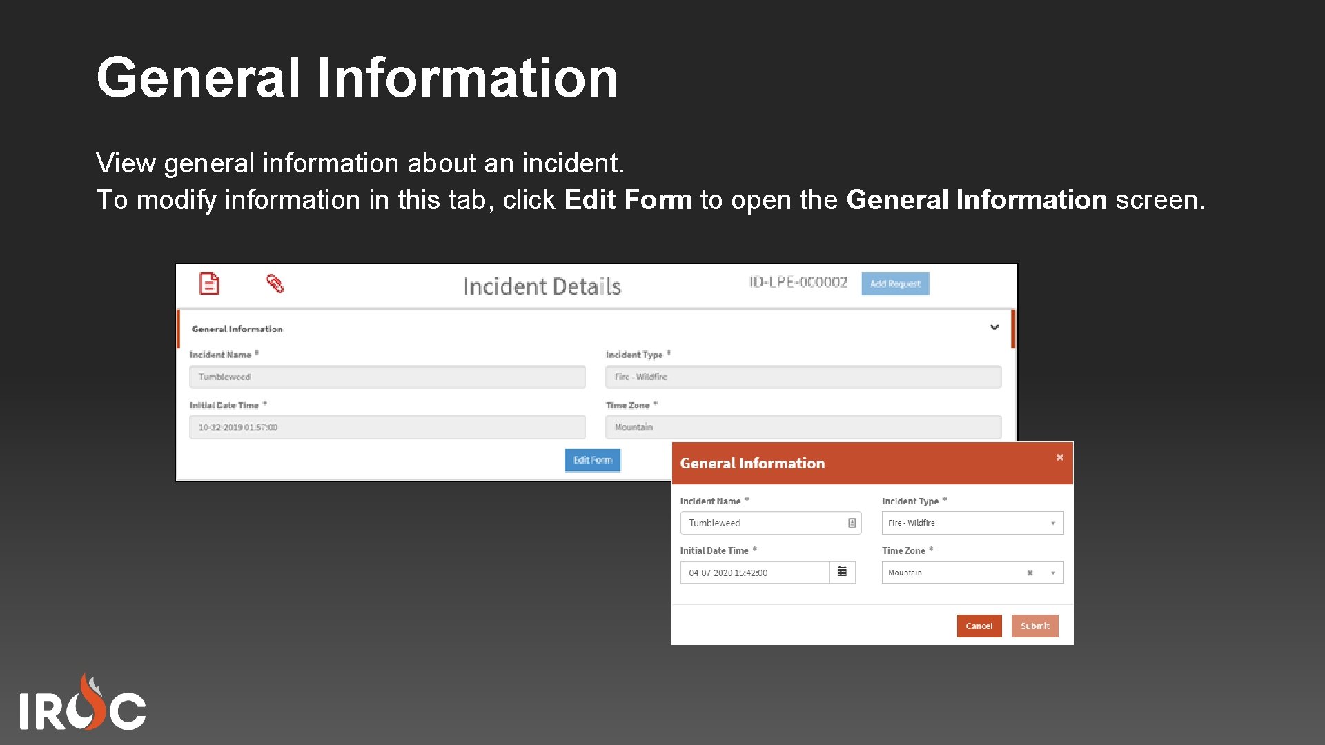 Maintaining Incidents in IROC Basic IROC Training Power