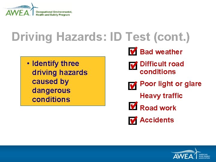 Driving Safety at Wind Farms Subhead White Arial