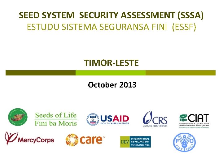 SEED SYSTEM SECURITY ASSESSMENT SSSA ESTUDU SISTEMA SEGURANSA