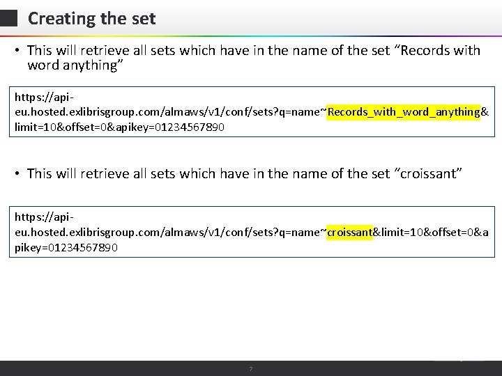 How to use APIs to create a set