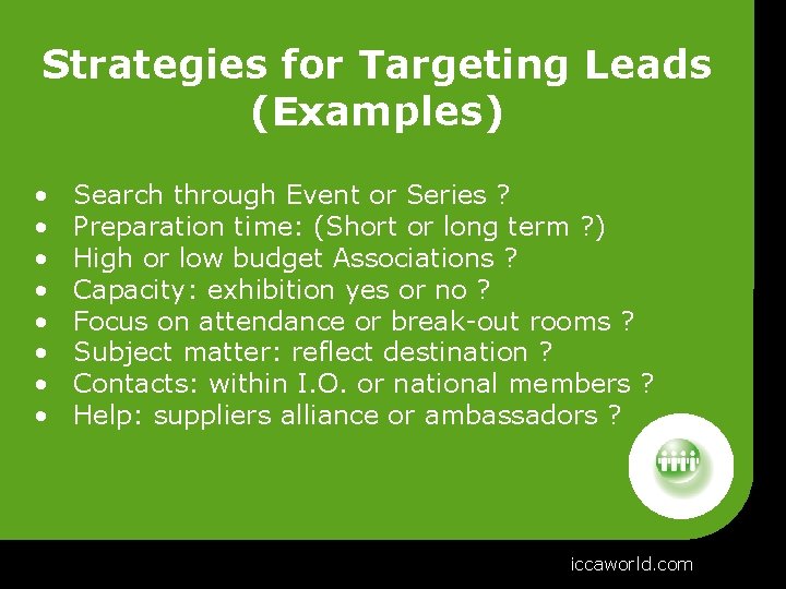 International Congress and Convention Association ICCA Database Targeting