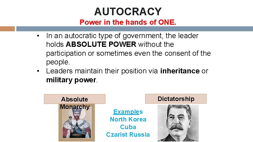 TYPES OF GOVERNMENT TYPES Of GOVERNMENT Who rules