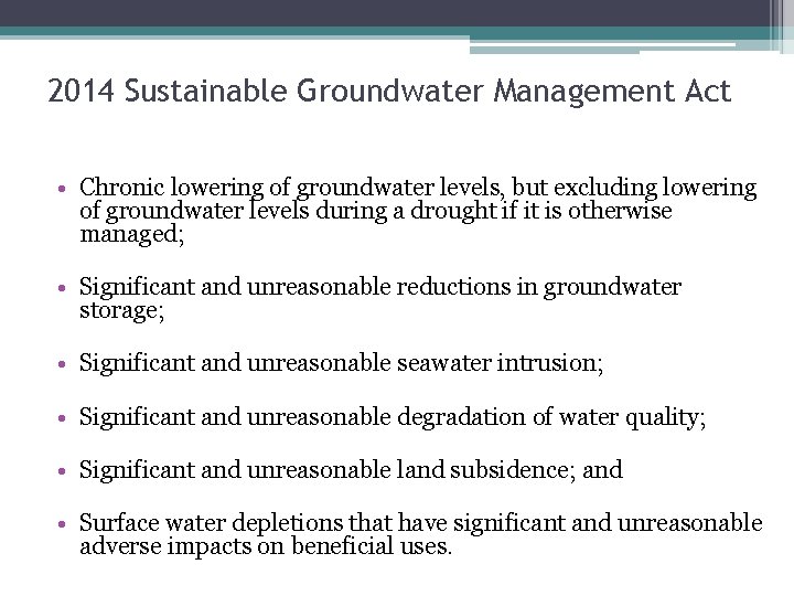 2014 Sustainable Groundwater Management Act Environmental Management Agency