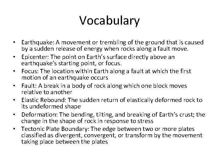 Earthquakes Unit 3 The Restless Earth Lesson 4