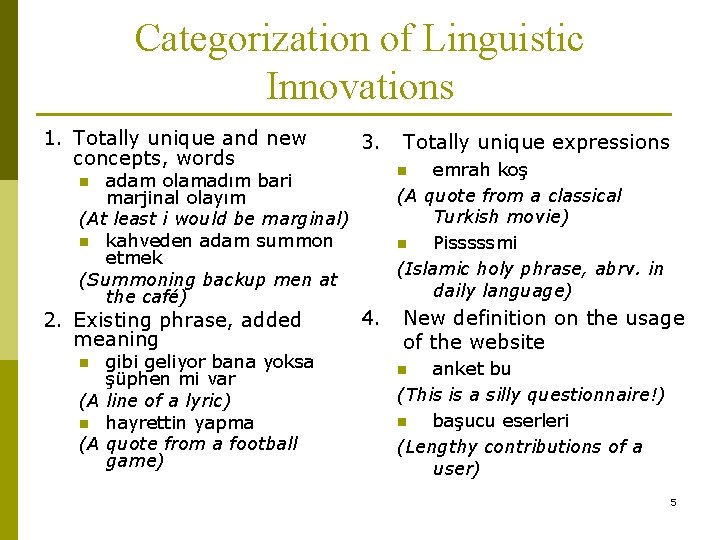 The birth life and extinction of linguistic innovations