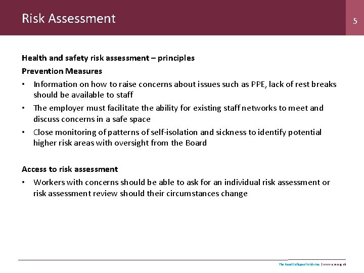 RCM HS risk assessments COVID 19 Introduction Background