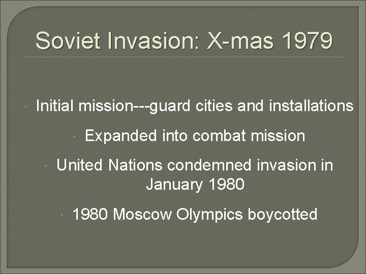 Cold War Conflict AFGHANISTAN 1979 1989 The temperature