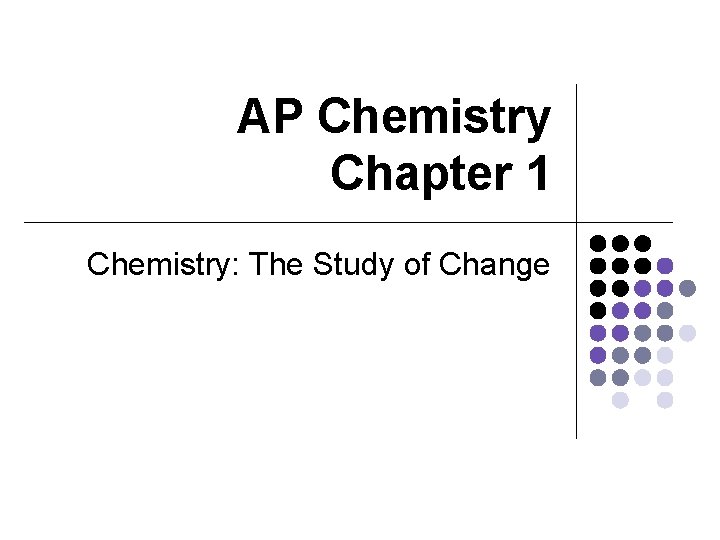 AP Chemistry Chapter 1 Chemistry The Study of