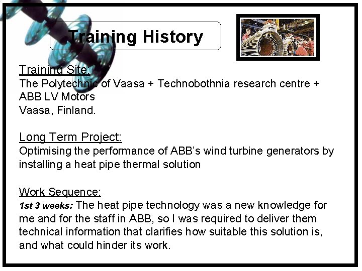 Final Industrial Training Presentation Optimization of wind turbine