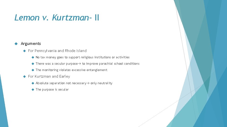 Lecture 10 Chapter 4 Establishment Clause II Lemon