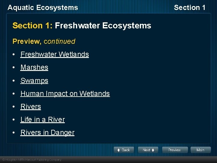 Aquatic Ecosystems Section 1 Freshwater Ecosystems Preview Classroom