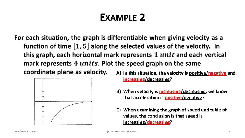 PARTICLE MOTION DAY 2 Section 3 7 Calculus