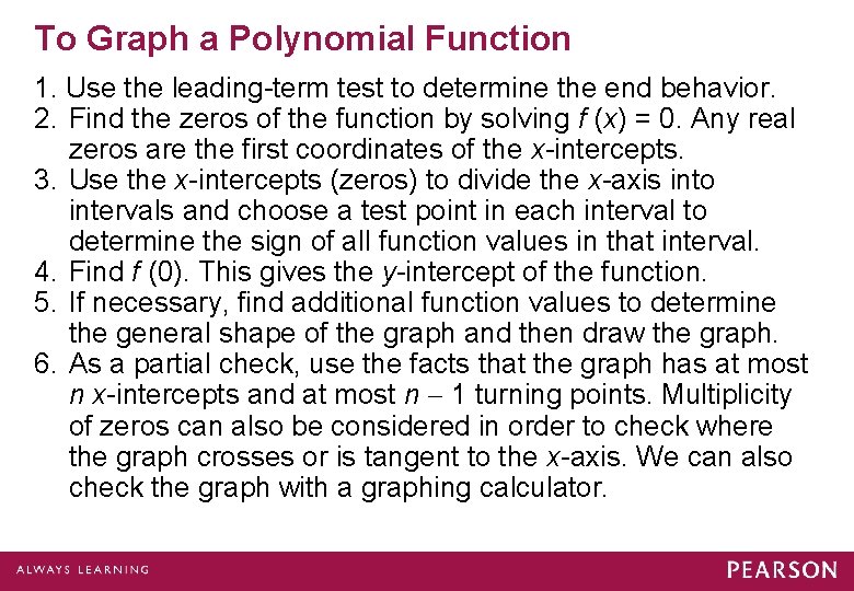 Section 4 2 Graphing Polynomial Functions Copyright 2013
