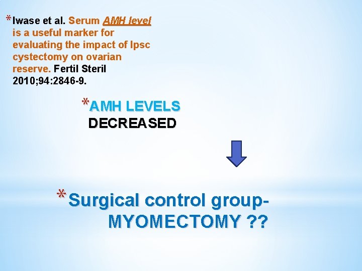 Ovarian reserve before and after endometrioma surgery M