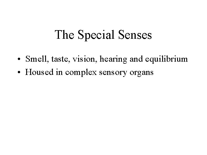 The Special Senses Smell taste vision hearing and