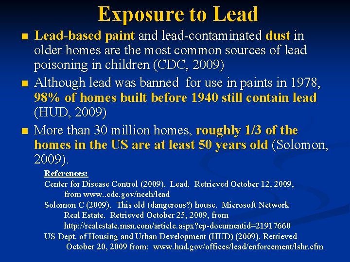 Primary Prevention of Lead Poisoning Shifting the Paradigm