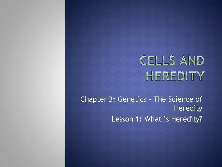 Chapter 3 Genetics The Science of Heredity Lesson