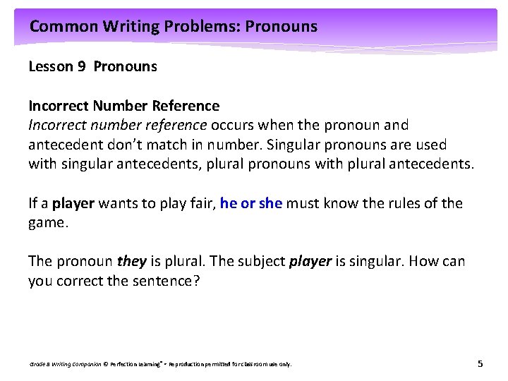 Common Writing Problems Pronouns Lesson 9 Pronouns A