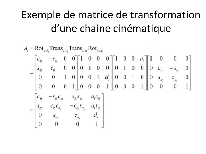 Lecture 3 Cinmatique directe et inverse dun robot