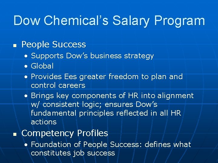 Dow Chemicals Salary Program n People Success Supports