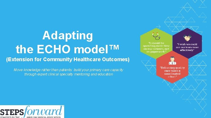 Adapting the ECHO model Extension for Community Healthcare