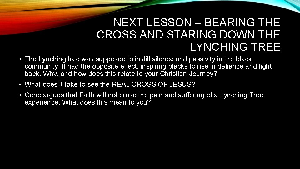 THE CROSS AND THE LYNCHING TREE Chapter Two