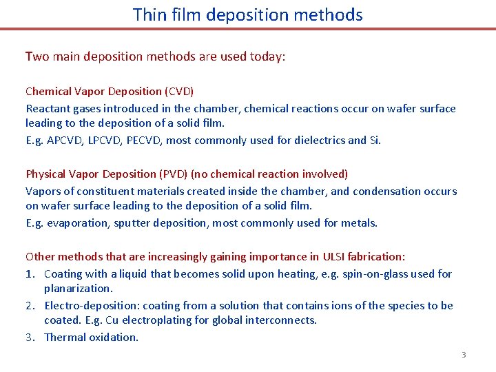 Chapter 9 Thin film deposition 1 2 3